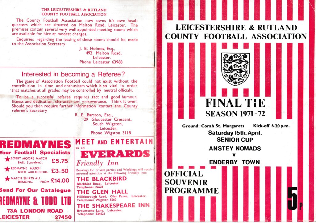 1970-71 Matchday Programmes - Leicestershire Football Archive